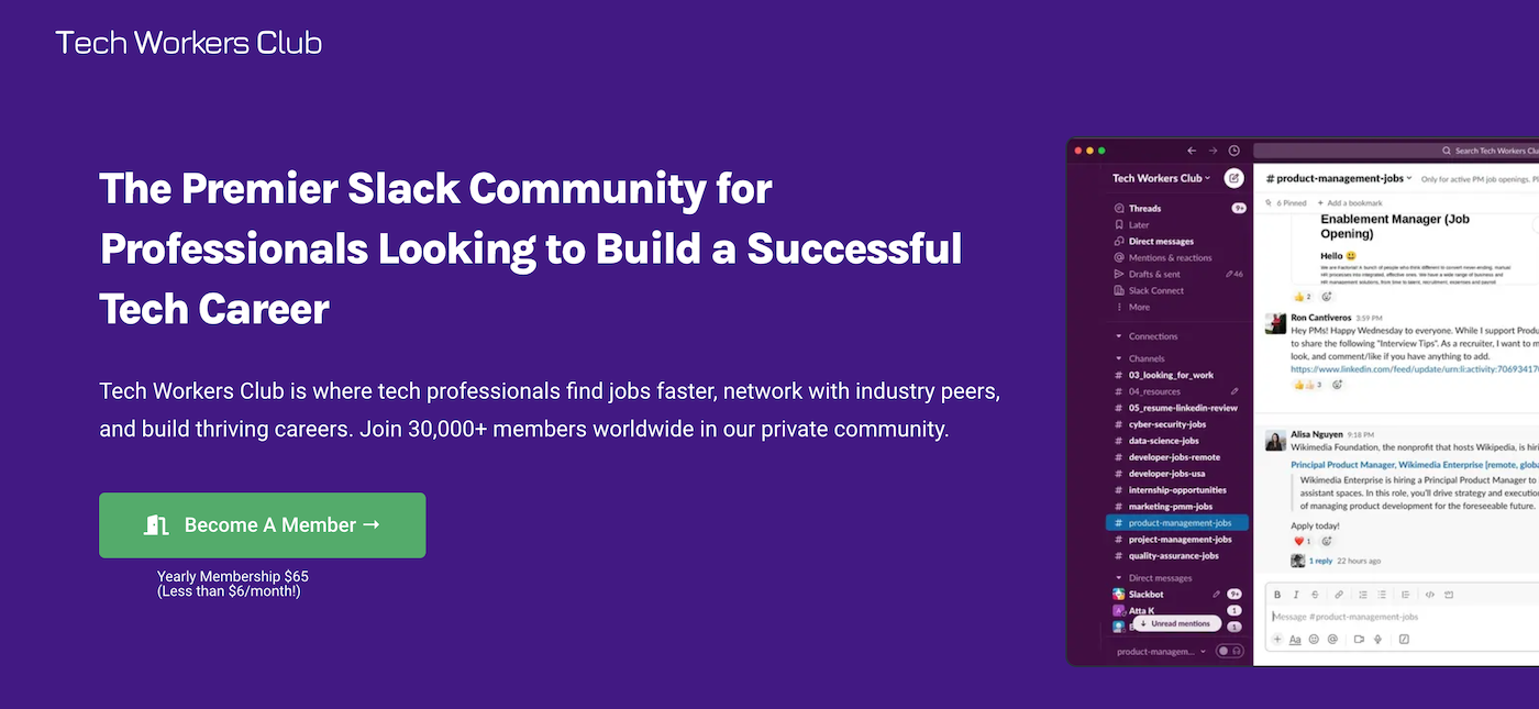 Tech Workers Club | Slack Community for Tech Workers